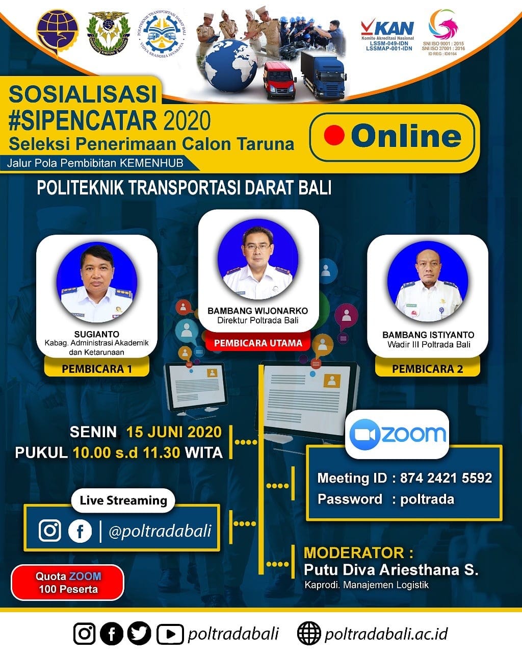 Sosialisasi Online SIPENCATAR 2020 dari Poltrada Bali – Politeknik ...