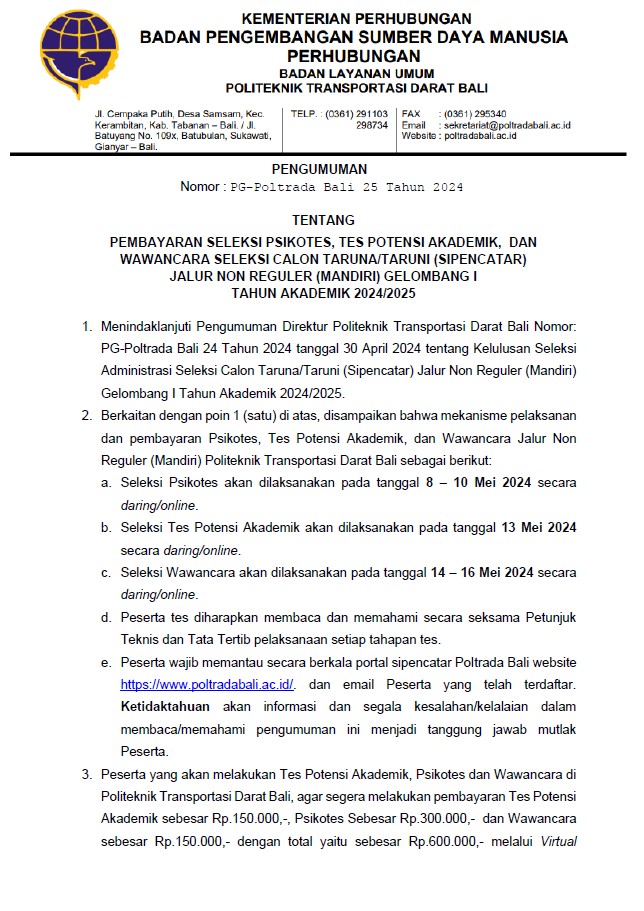 PENGUMUMAN TENTANG KELULUSAN SELEKSI ADMINISTRASI SELEKSI CALON TARUNA ... PENGUMUMAN TENTANG KELULUSAN SELEKSI ADMINISTRASI SELEKSI CALON TARUNA ...